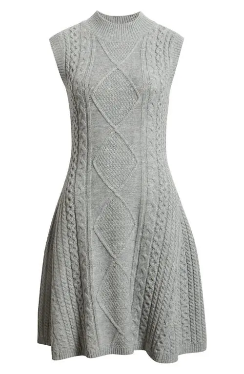 Eliza J Sleeveless Mock Neck Cable Knit Sweater Dress