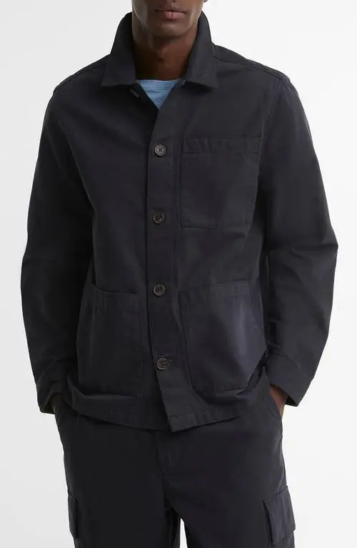 Barbour Tartan Trim Washed Cotton Shirt Jacket - Dark Navy