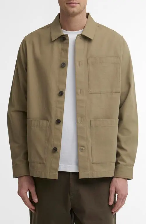 Barbour Tartan Trim Washed Cotton Shirt Jacket - Mushroom