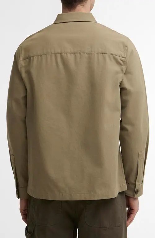 Barbour Tartan Trim Washed Cotton Shirt Jacket - Mushroom