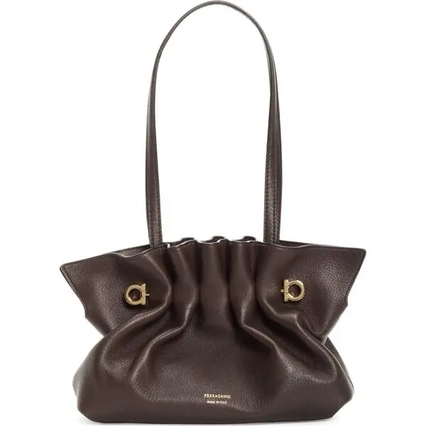 FERRAGAMO Soft Small Leather Shoulder Bag - Testa Di Moro