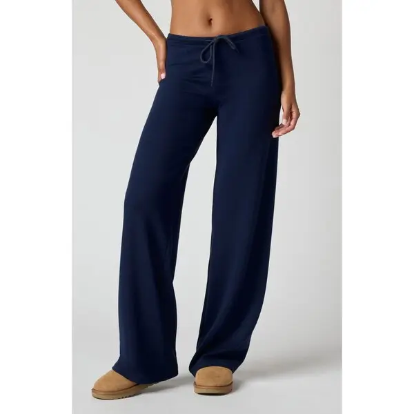 FLORENCE BY MILLS Wide Leg Jersey Rib Sweatpants - Navy