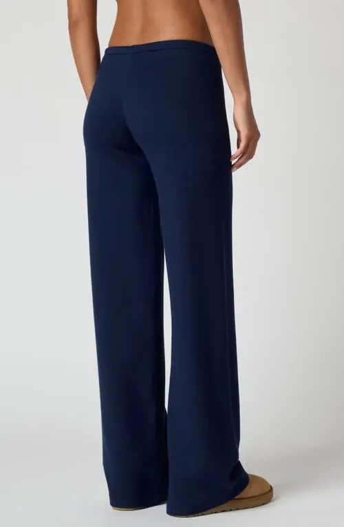 FLORENCE BY MILLS Wide Leg Jersey Rib Sweatpants - Navy