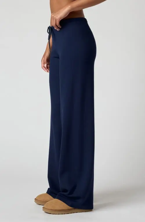 FLORENCE BY MILLS Wide Leg Jersey Rib Sweatpants - Navy
