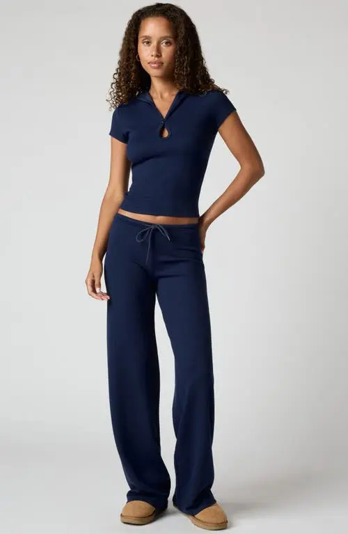 FLORENCE BY MILLS Wide Leg Jersey Rib Sweatpants - Navy