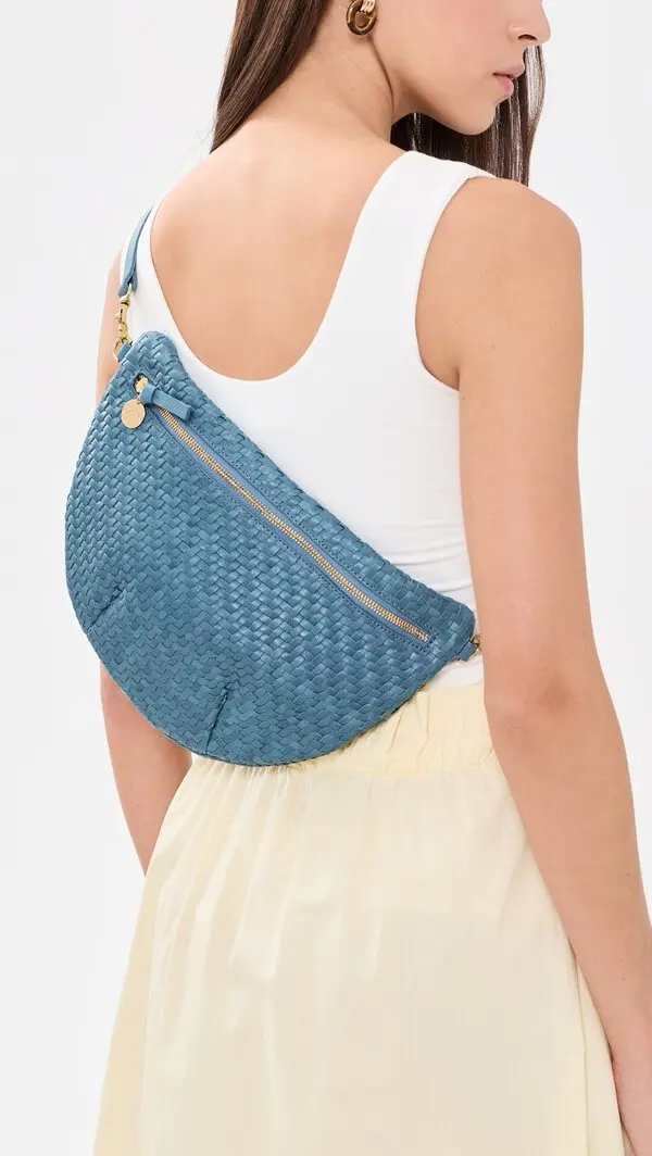 Clare V. Grande Fanny Woven Belt Bag - Desert Blue