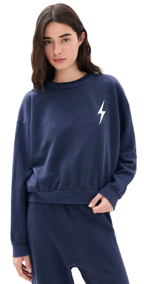 Aviator Nation Bolt Stitch Crew Sweatshirt - Navy/white