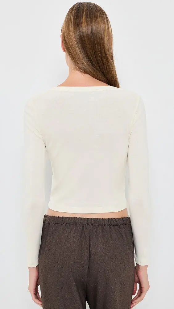 Enza Costa Supima Cotton V Neck Cardigan