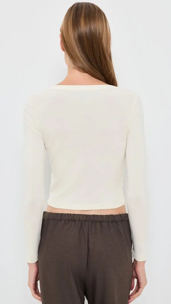 Enza Costa Supima Cotton V-neck Cropped Cardigan
