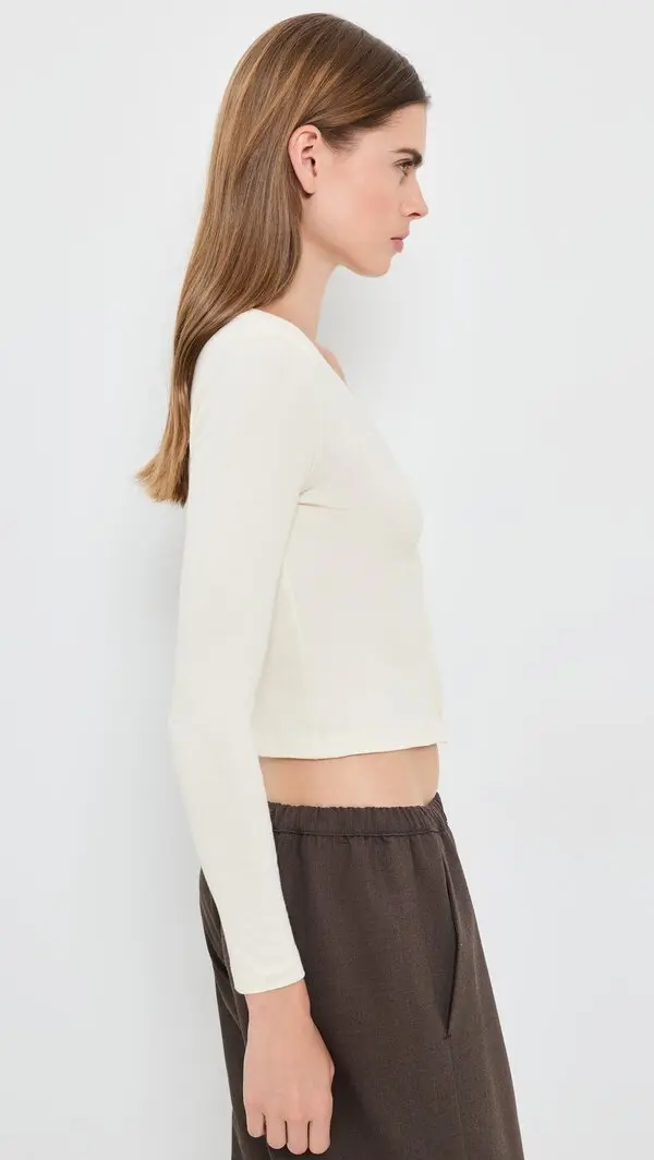 Enza Costa Supima Cotton V-neck Cropped Cardigan