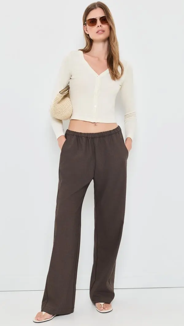 Enza Costa Supima Cotton V-neck Cropped Cardigan