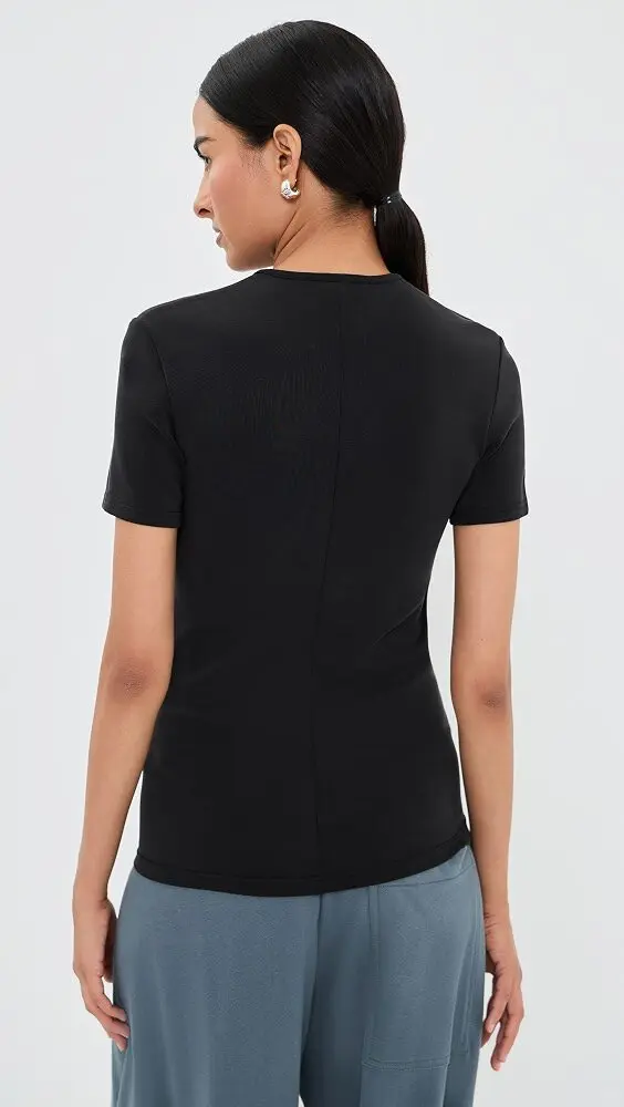 Tibi Feather Weight Viscose Neoprene Short Sleeve Tee