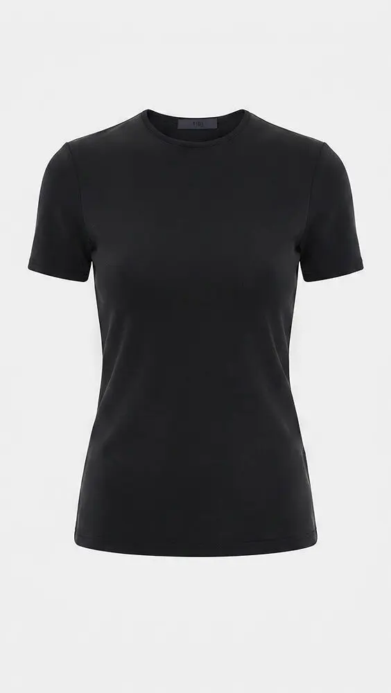 Tibi Feather Weight Viscose Neoprene Short Sleeve Tee