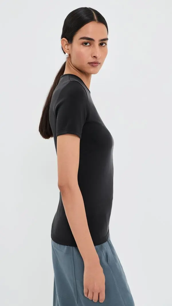 Tibi Feather Weight Viscose Neoprene Short Sleeve Tee