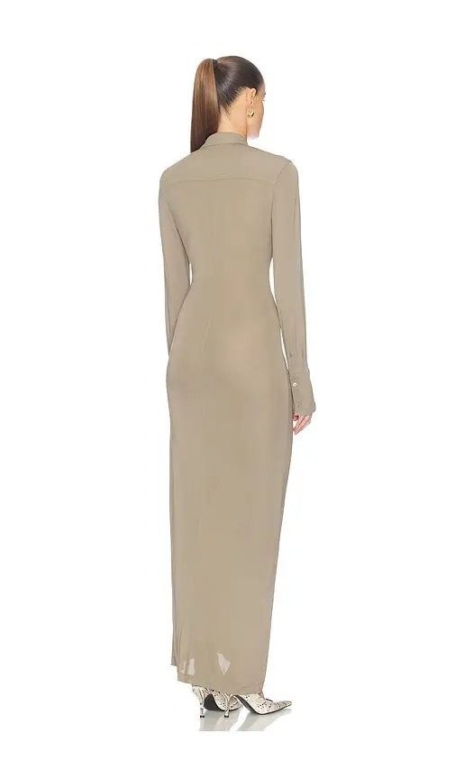 Helmut Lang Twisted Shirt Dress In Tan