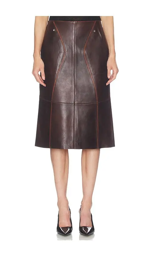 Helmut Lang Leather Skirt In Brown