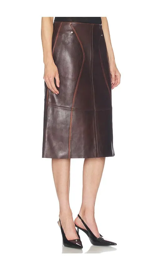 Helmut Lang Leather Skirt In Brown