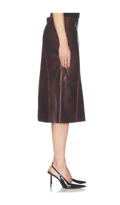Helmut Lang Leather Skirt In Brown