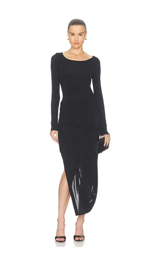 Helmut Lang Drape Long Sleeve Dress