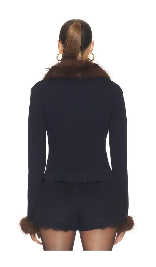 SELF-PORTRAIT Faux Fur Knit Cardigan