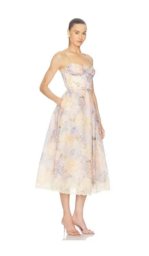 Zimmermann Valiant Tucked Midi Dress In Peach