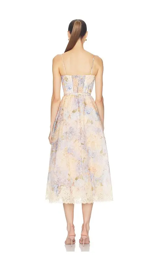 Zimmermann Valiant Tucked Midi Dress In Peach
