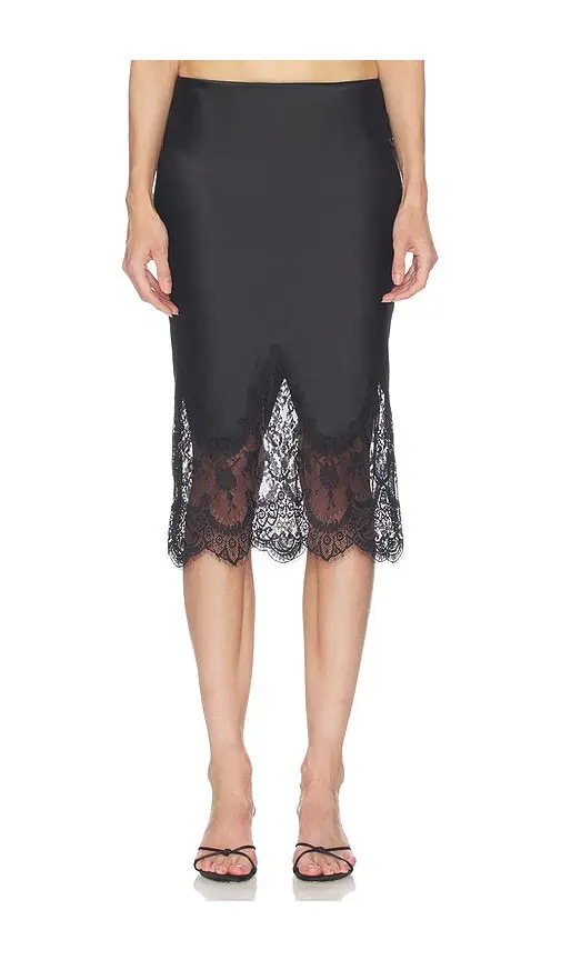 Norma Kamali Lace Trim Slip Skirt
