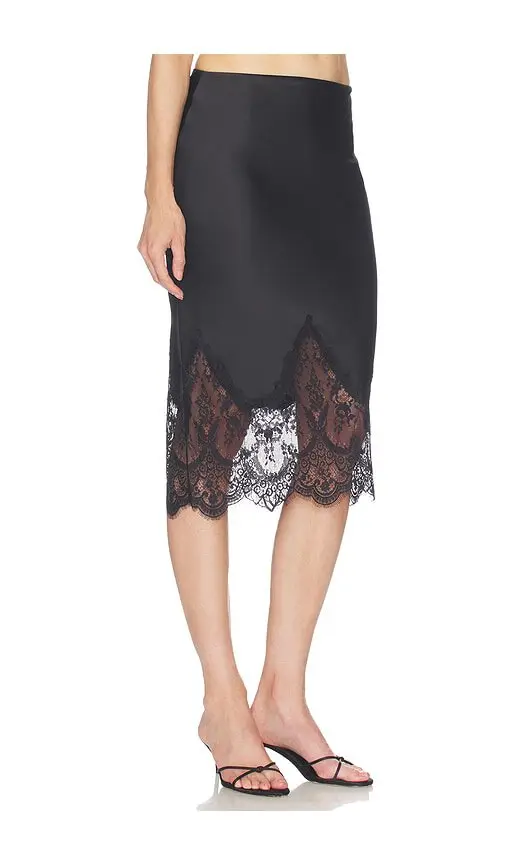 Norma Kamali Lace Trim Slip Skirt