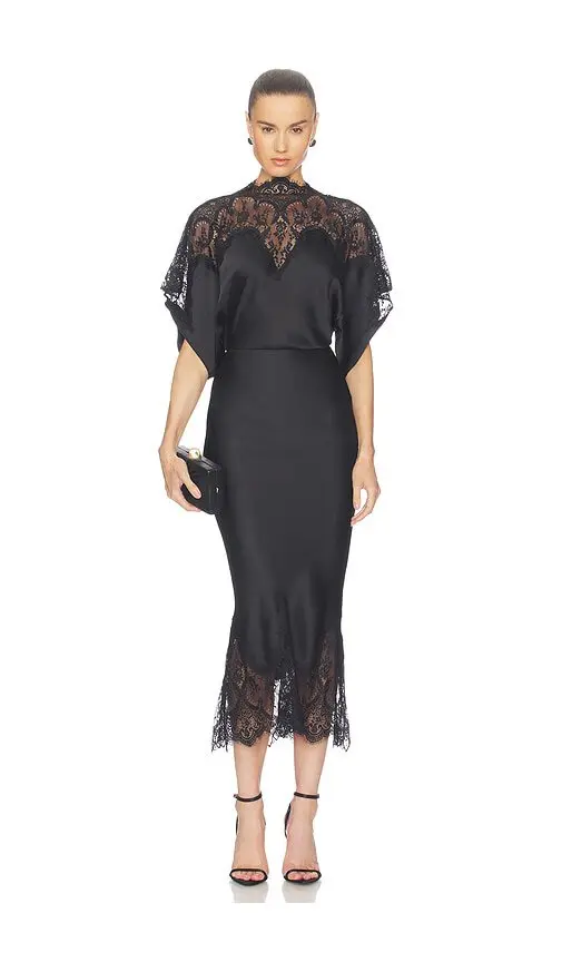 Norma Kamali Reverse Obie Midcalf Dress With Lace