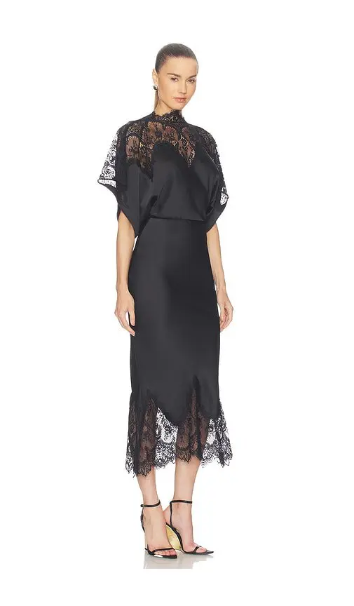 Norma Kamali Reverse Obie Midcalf Dress With Lace