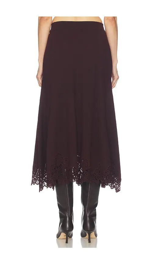 Zimmermann Valiant Merino Lace Skirt In Burgundy