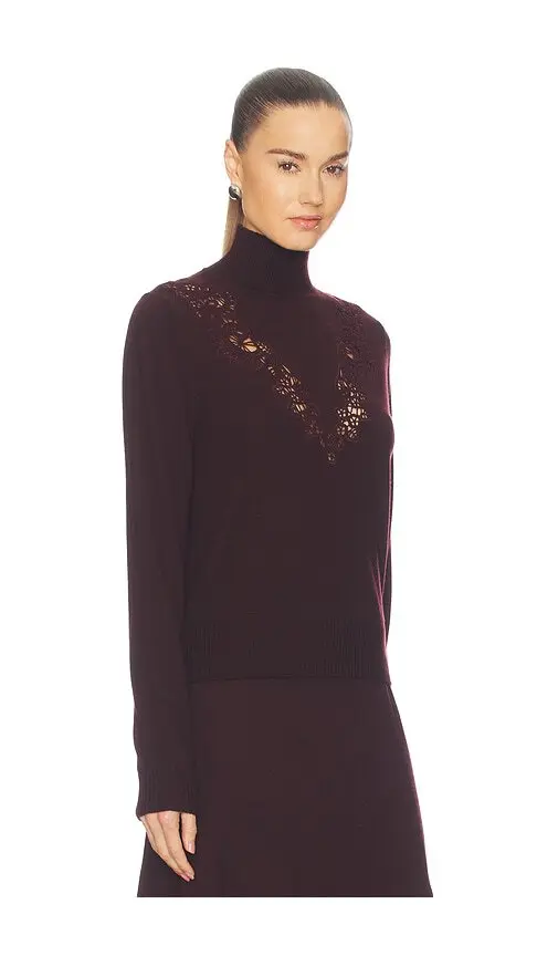 Zimmermann Valiant Merino Lace Turtleneck In Burgundy