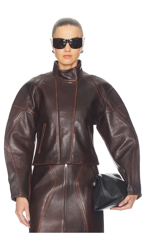 Helmut Lang Leather Jacket In Brown