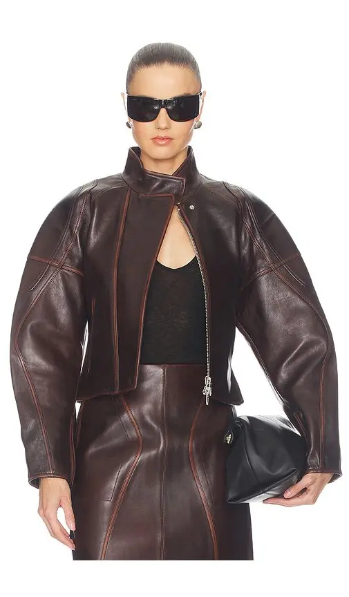 Helmut Lang Leather Jacket In Brown