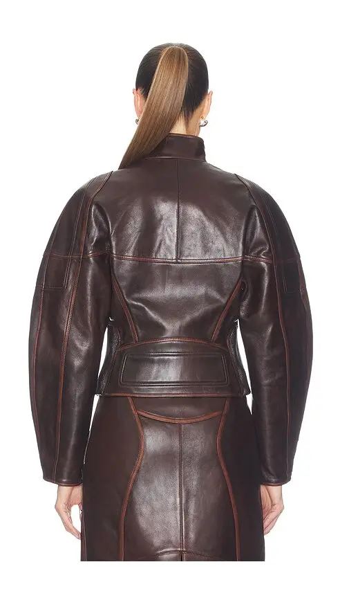 Helmut Lang Leather Jacket In Brown