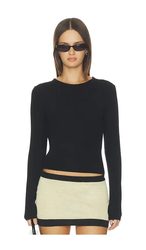 ELODIE THE LABEL Noir Lace Back Ribbed Top