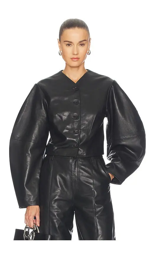 ROTATE BY BIRGER CHRISTENSEN Fitted Leather Jacket