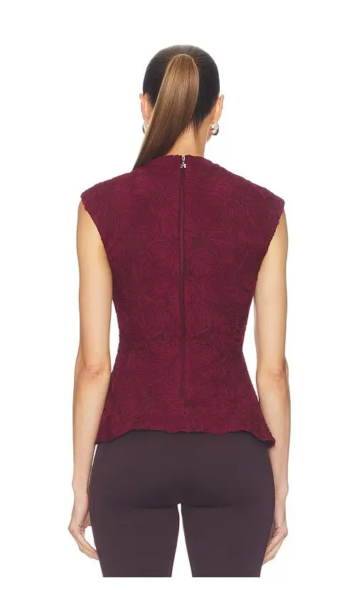ROTATE BY BIRGER CHRISTENSEN Flower Mesh Top In Burgundy