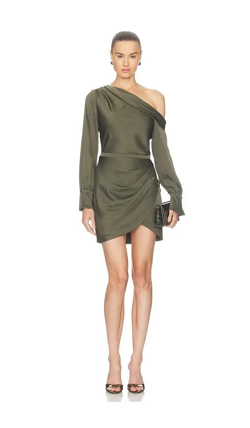 Simkhai Cameron Dress In Olive - Dark Olive