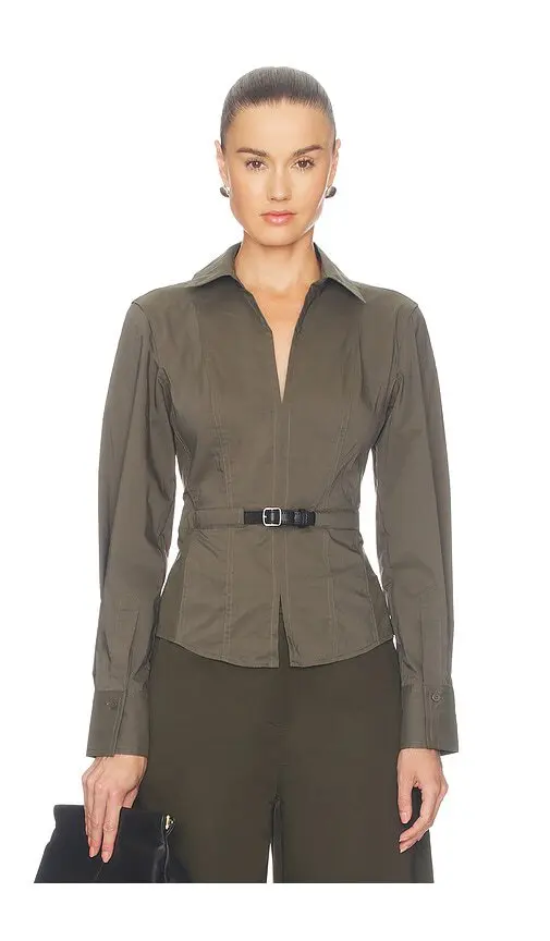 Simkhai Loriel Belted Shirt In Army