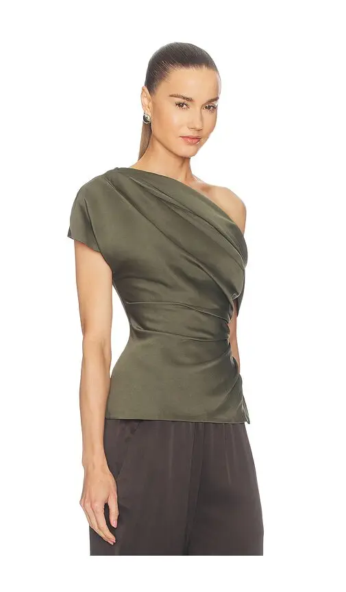 Simkhai Phoebe Draped Top In Olive