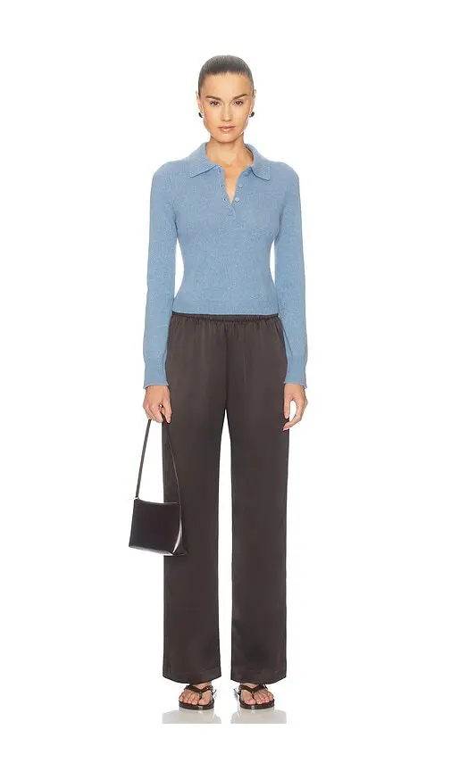Simkhai Constance Long Sleeve Polo In Baby Blue