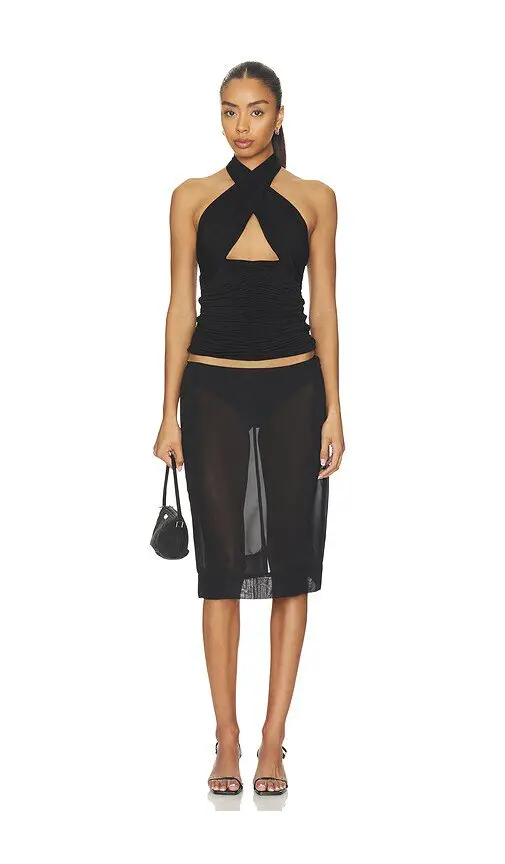 Misha Collection Twist Jersey Halterneck Top