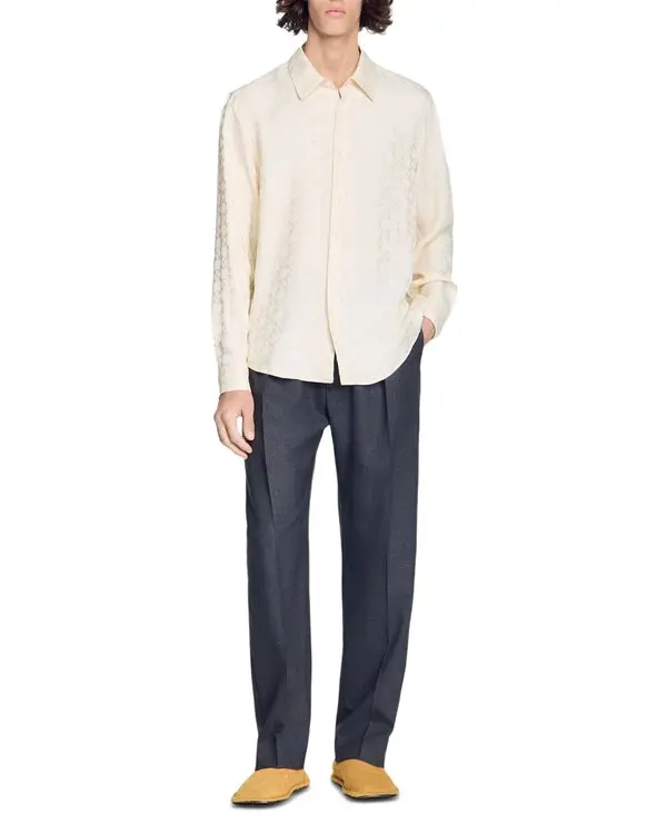 Sandro Jacquard Square Cross Loose Fit Shirt