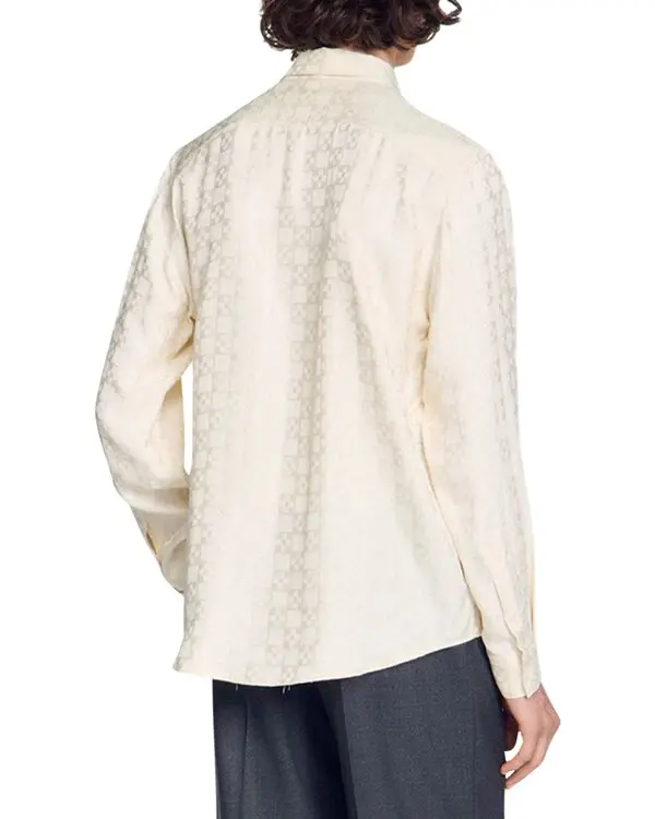 Sandro Jacquard Square Cross Loose Fit Shirt