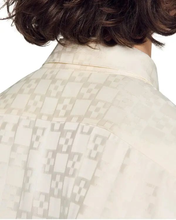 Sandro Jacquard Square Cross Loose Fit Shirt