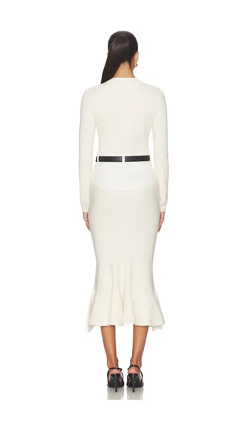 SELF-PORTRAIT Knit Denim Insert Midi Dress