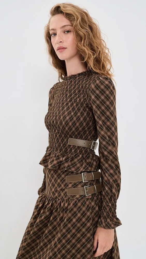 HOUSE OF SUNNY Check Ruched Top