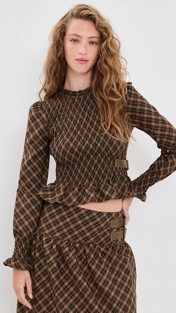 HOUSE OF SUNNY Check Ruched Top