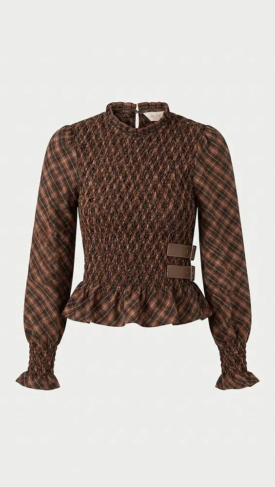 HOUSE OF SUNNY Check Ruched Top